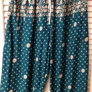 Goa | Pants & Jumpsuits | Green Gold Boho Tribal Palazzo Harem Pants S ...